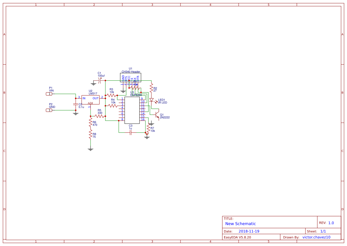 Single Sided Esp8266 ESP12E IR Remote Board - EasyEDA open source hardware lab