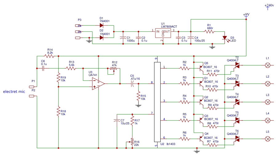 Audio controlled sequence chaser - OSHWLab