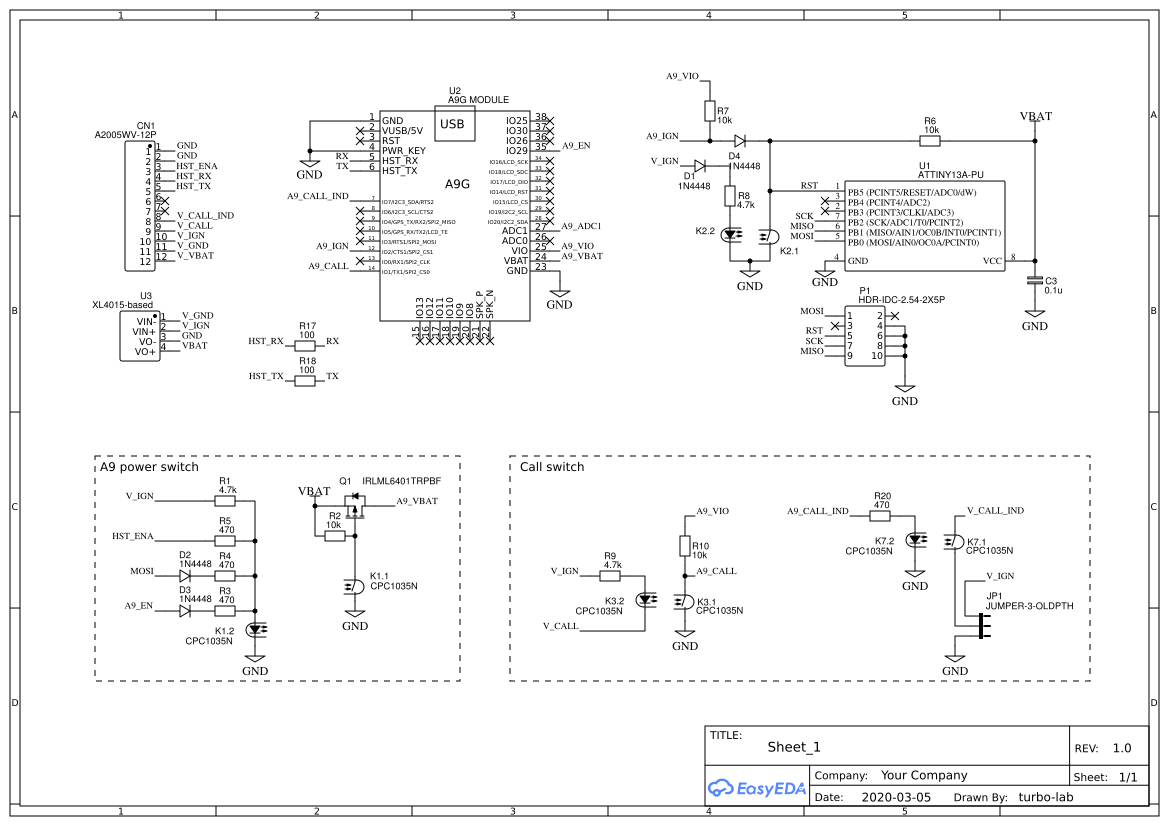 GPS/GSM tracker - EasyEDA open source hardware lab