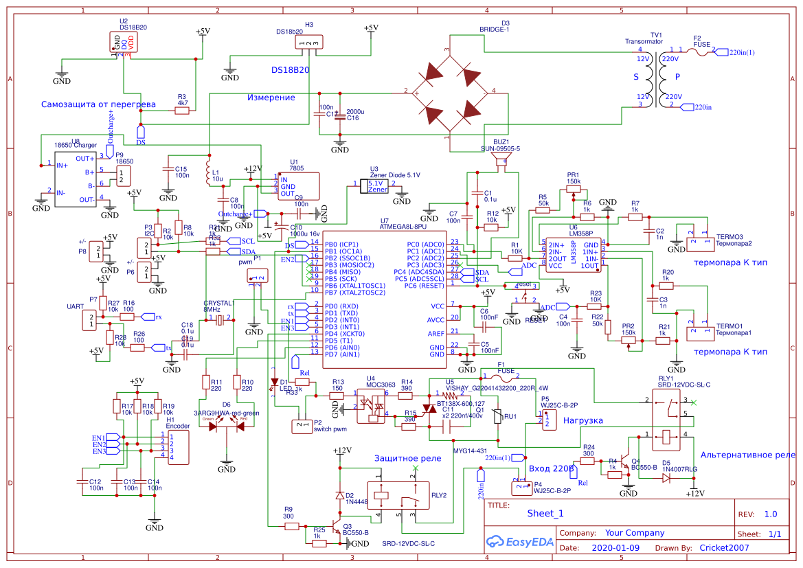 Termostat atmega8 - OSHWLab