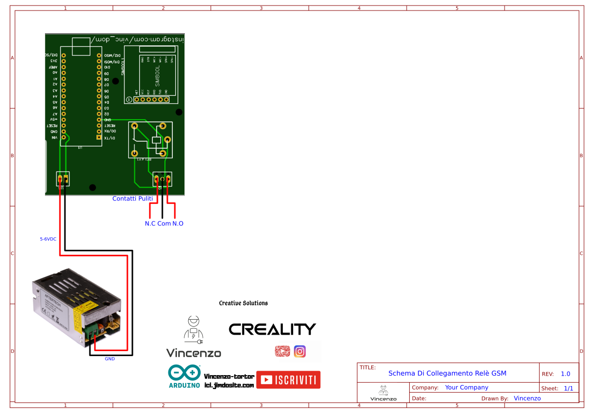 Schema di Collegamento Relè GSM - EasyEDA open source hardware lab