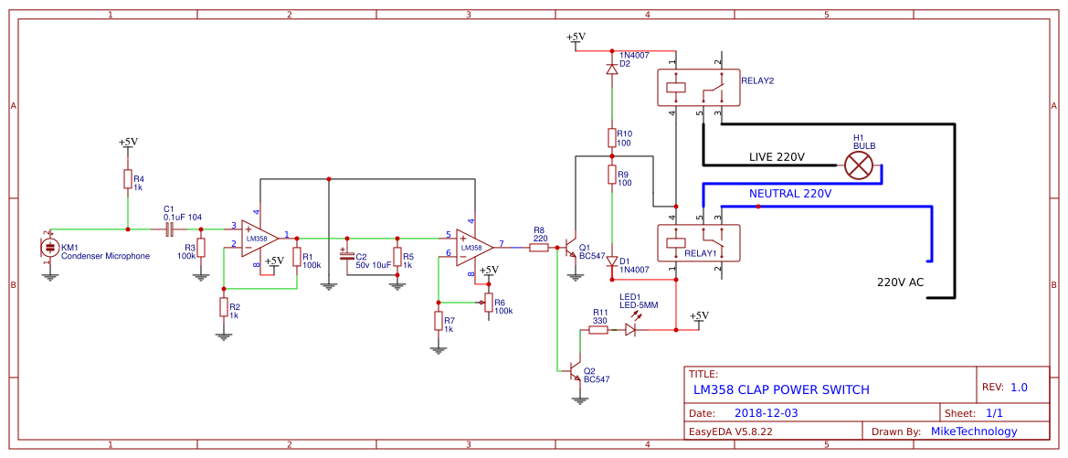 LM358 Clap Power SWITCH - Platform for creating and sharing projects - OSHWLab