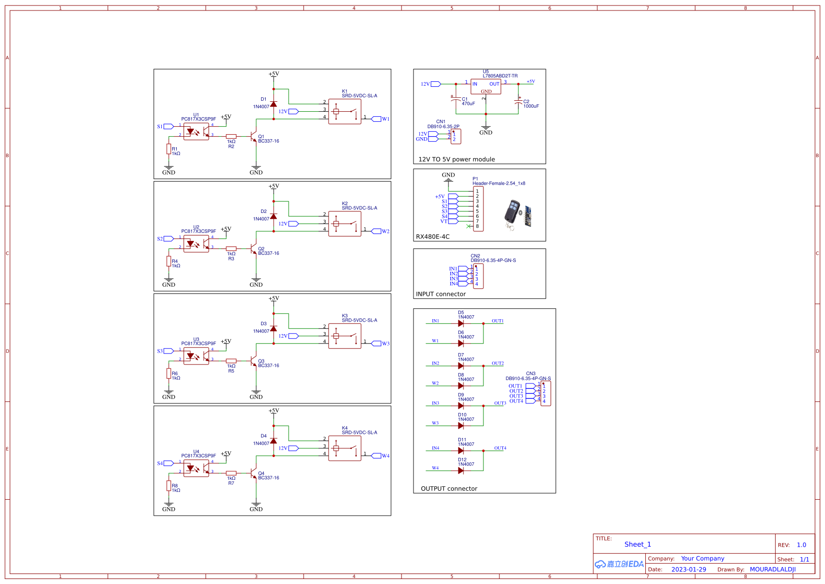 wireless relay (4 channels-12v) - EasyEDA open source hardware lab