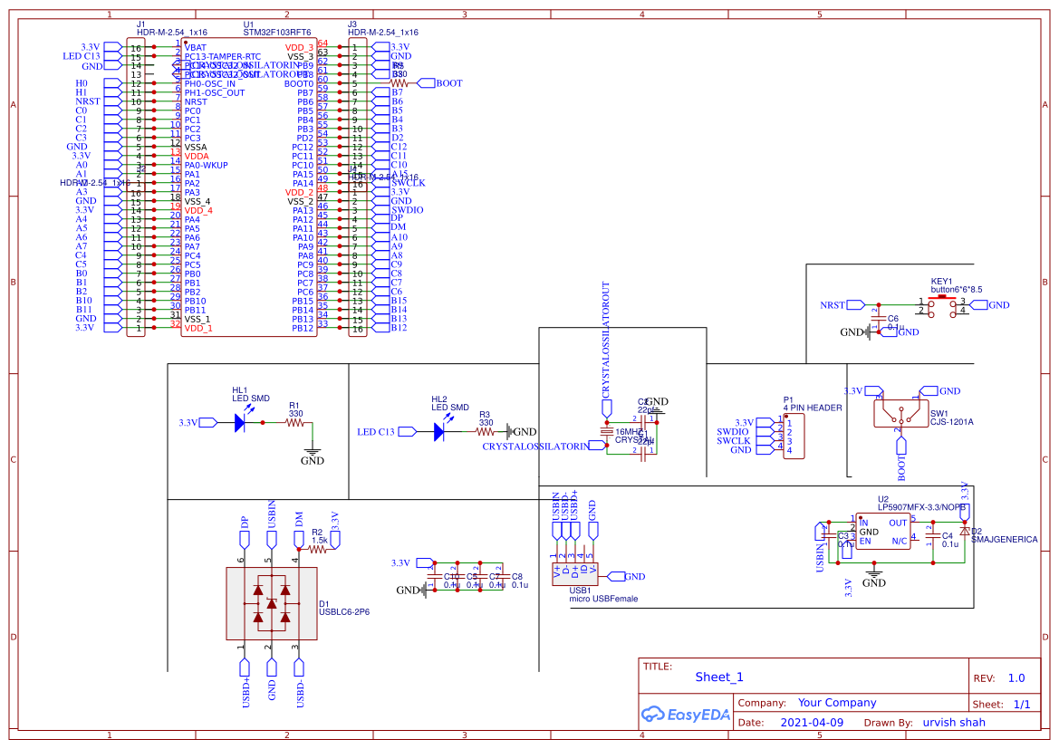 stm32 breakout 2 layer - EasyEDA open source hardware lab