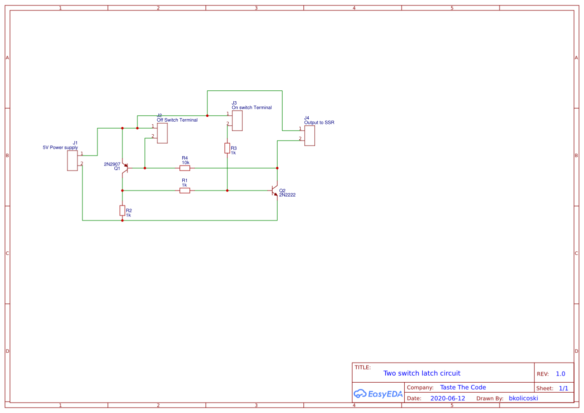 SSR Latching Circuit With Two Push Buttons For On Off EasyEDA Open 
