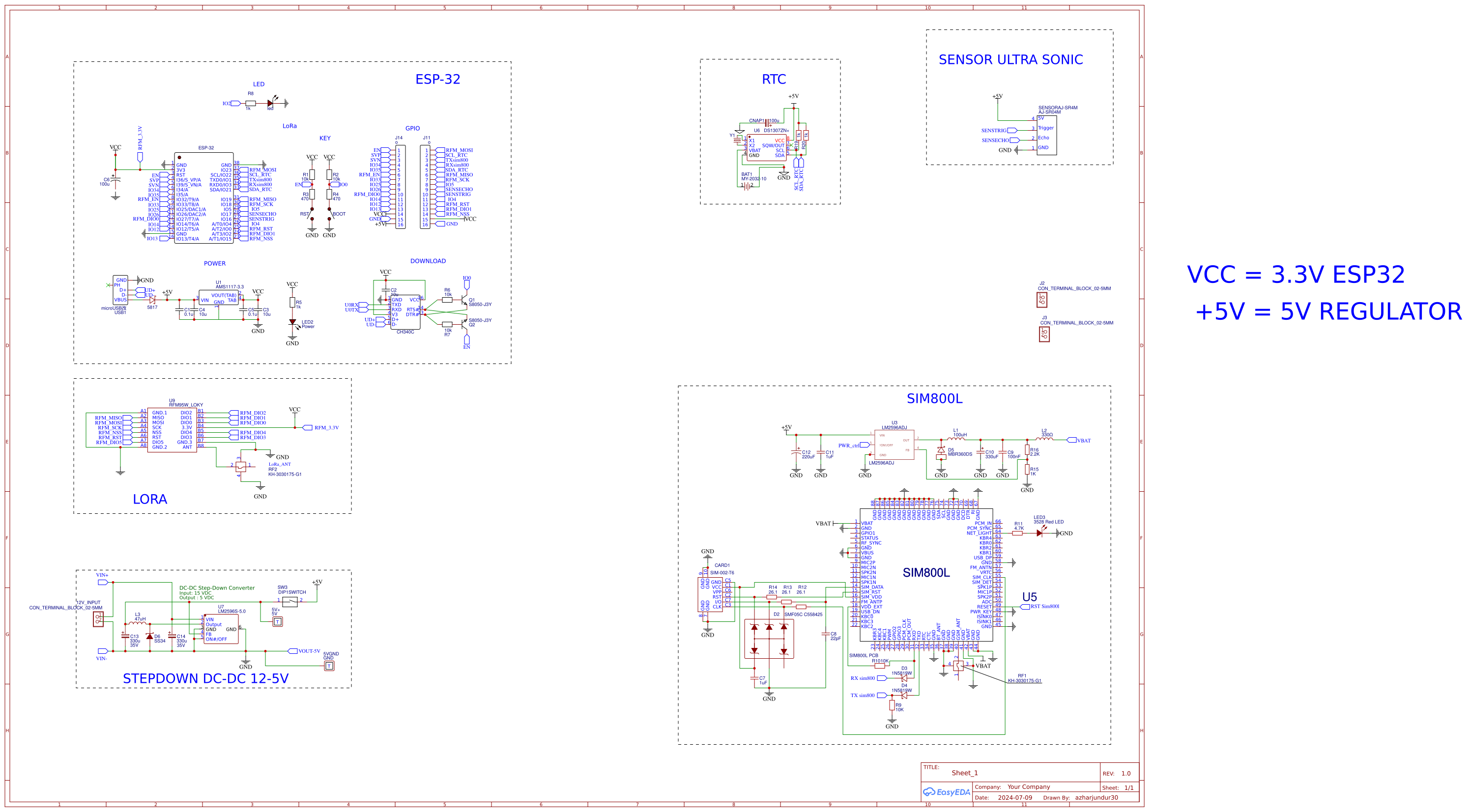 ESP 32, LoRa, RTC, SIM 800L - OSHWLab
