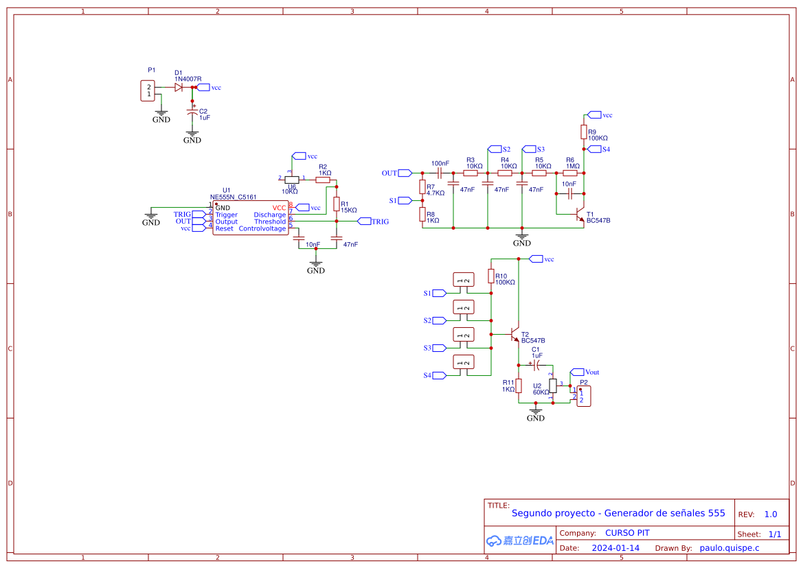 CURSO PIT - Segundo proyecto - Generador de señales NE555 -Completo - OSHWLab