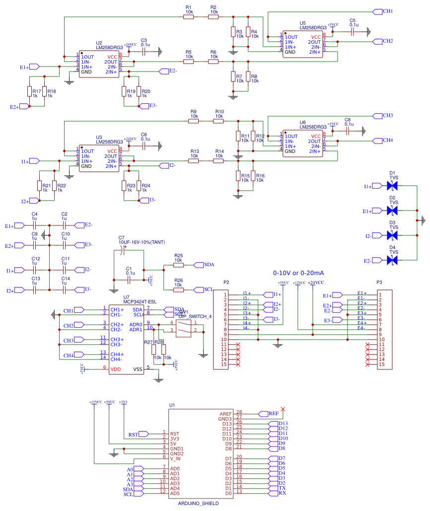 MCP3424 Shield Board - OSHWLab