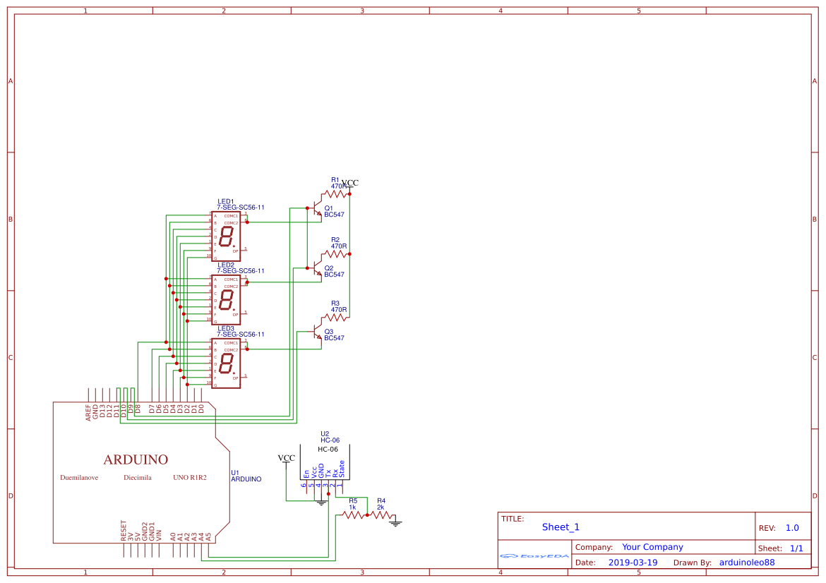 Bluetooth 7 Segment Display - OSHWLab