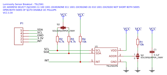 SparkFun Luminosity Sensor Breakout - TSL2561 - EasyEDA open source hardware lab