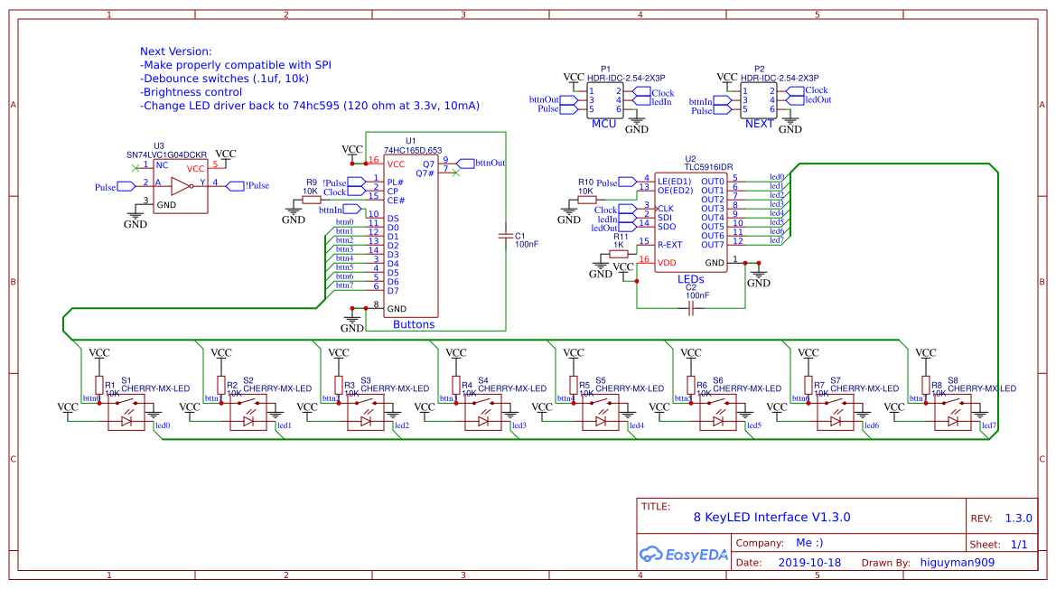 8 KeyLED Interface - EasyEDA open source hardware lab