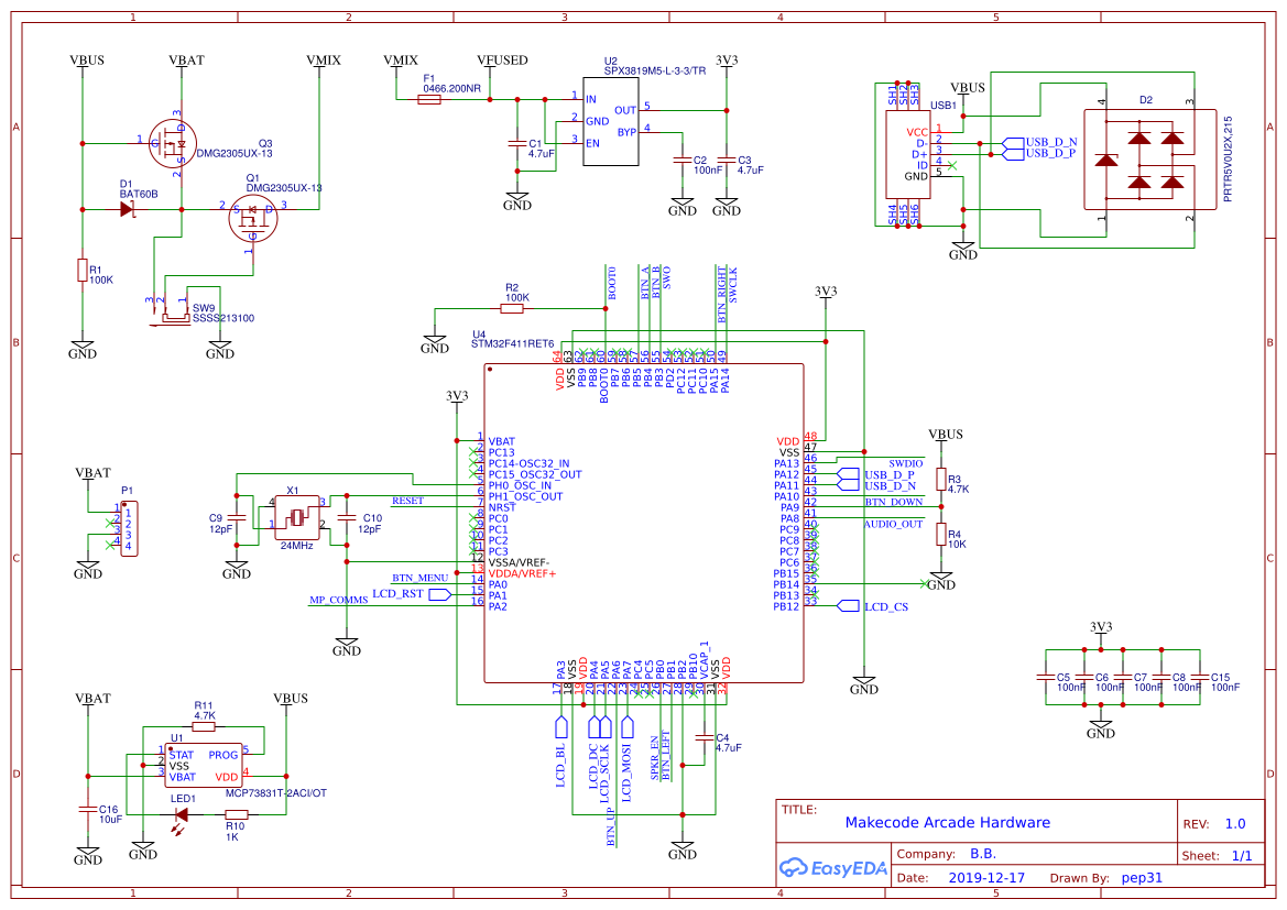 MakeCode Arcade - Handheld Game Console - EasyEDA open source hardware lab