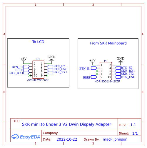 SKR mini E3 to Ender 3 V2 DWIN Display Adapter - OSHWLab