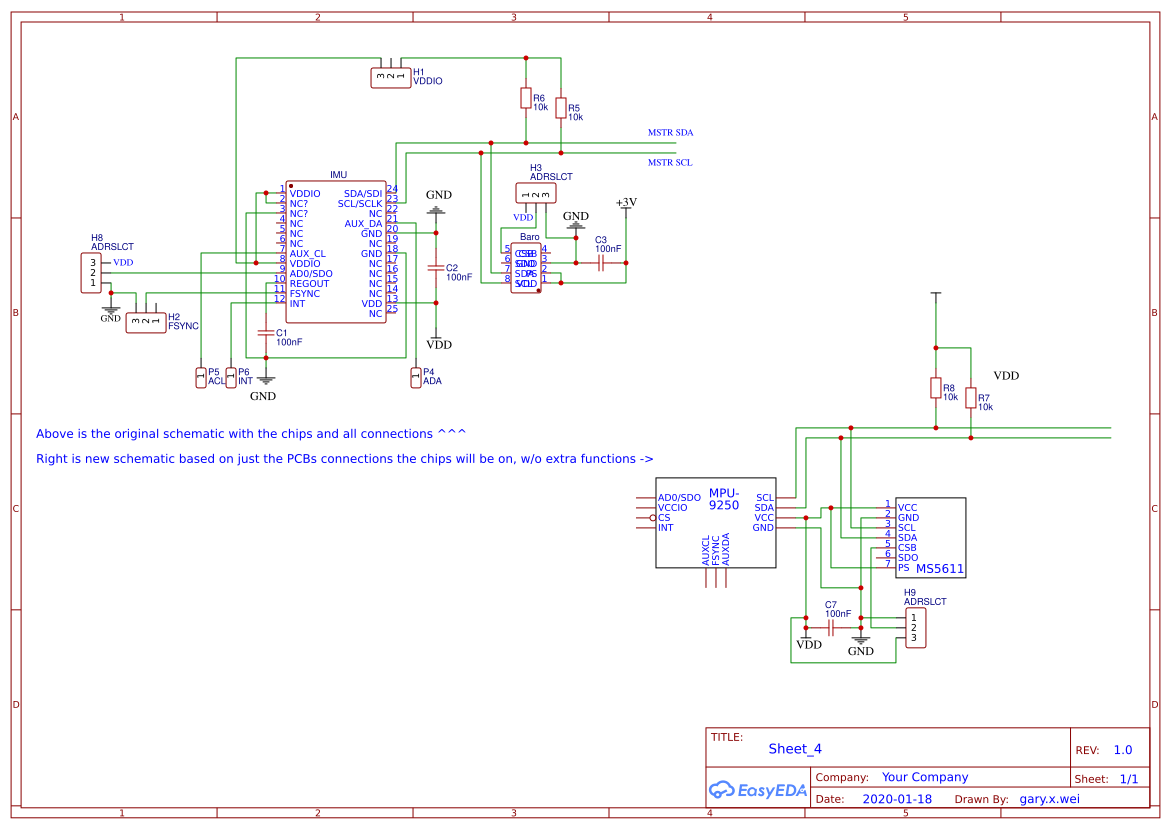 I2C + MPU-9250 + MS561101BA03-50 - OSHWLab