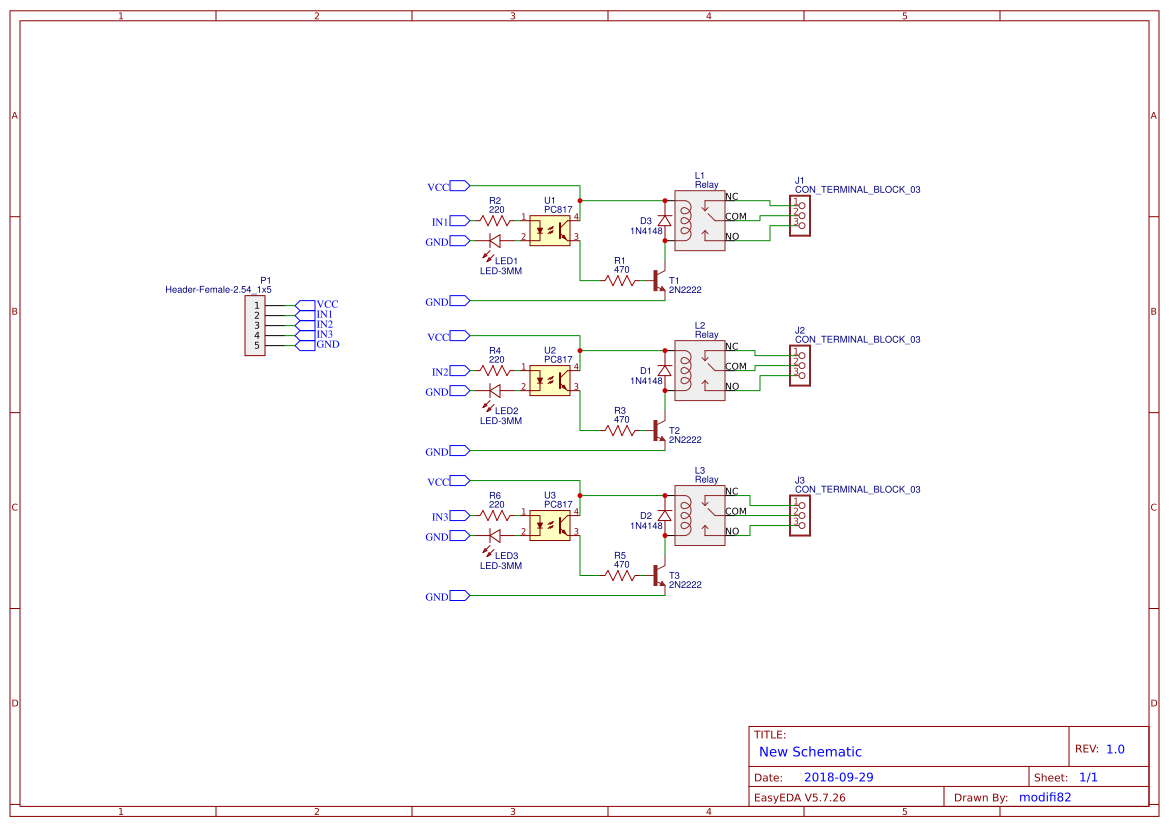 Relay 3 ch - EasyEDA open source hardware lab