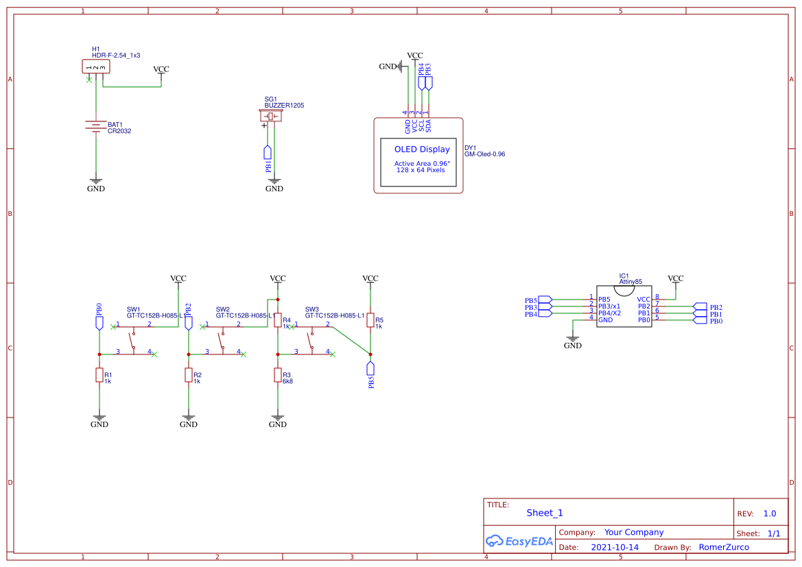 ATtiny85_Games - EasyEDA open source hardware lab