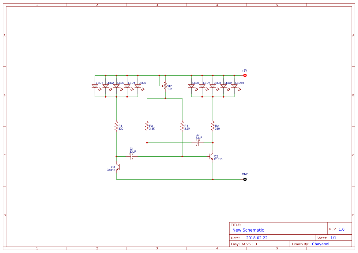 10 LED flasher using multivibrator transistor - EasyEDA open source hardware lab