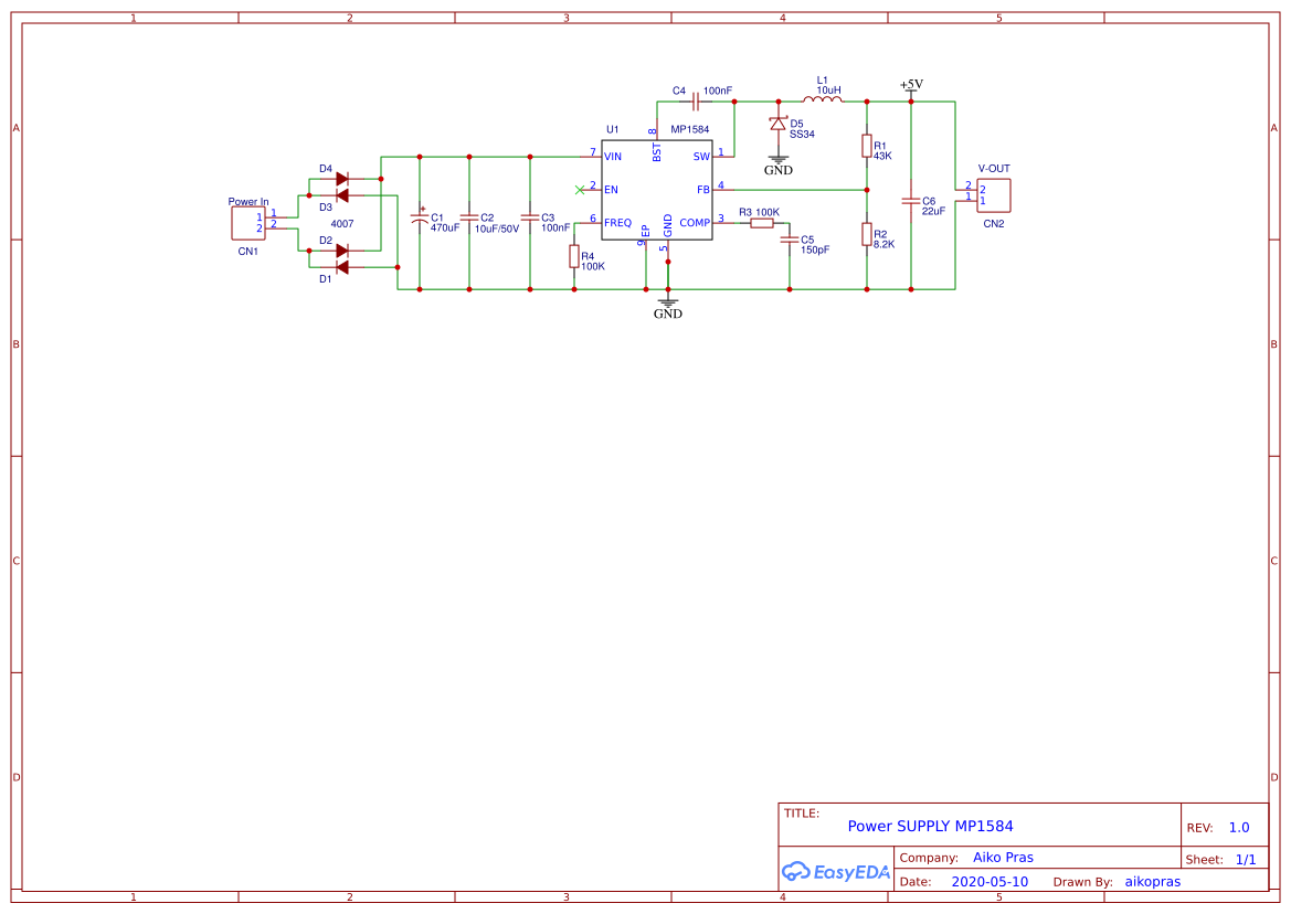Power supply 5V - MP1584 - EasyEDA open source hardware lab