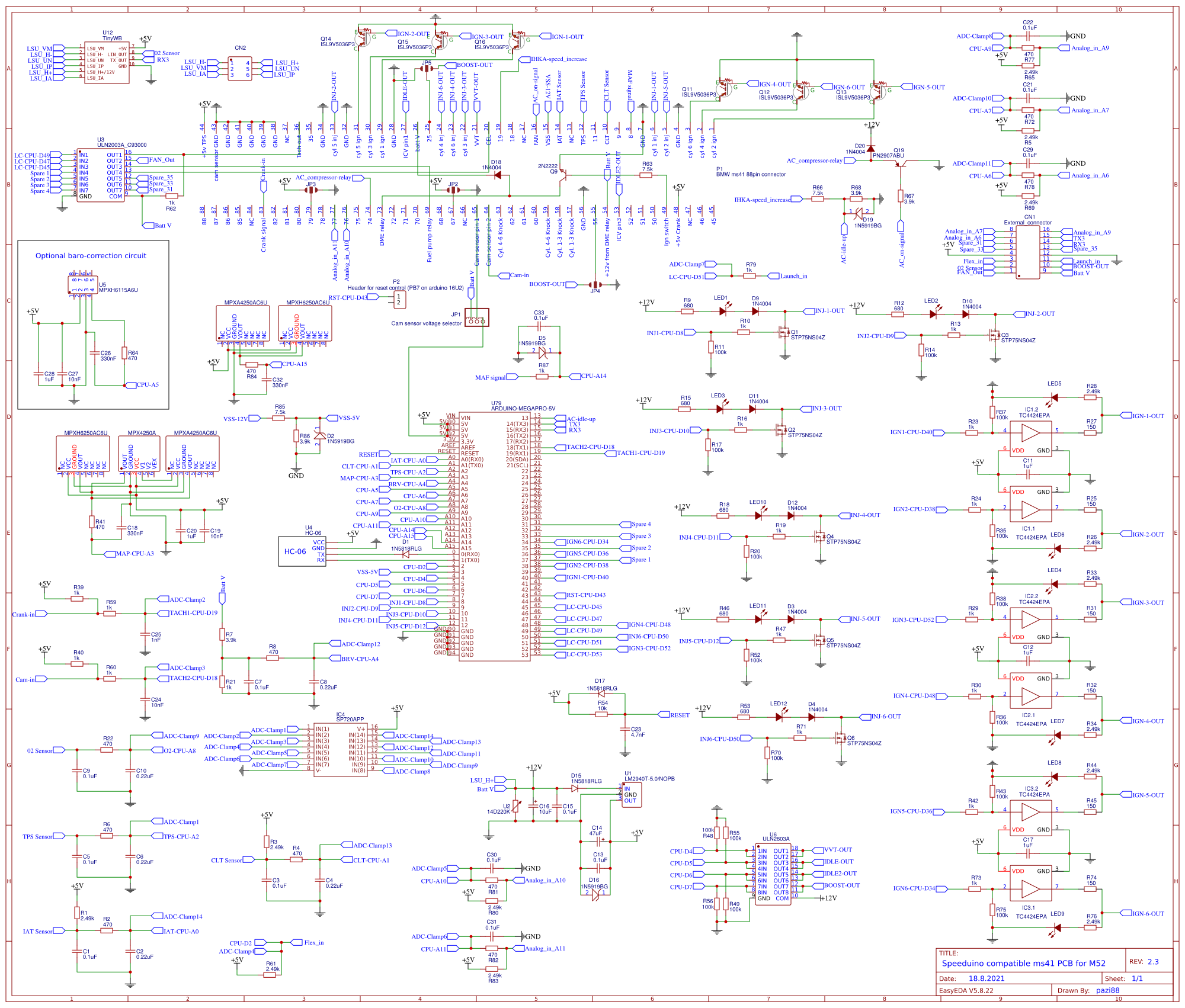speeduino PCB for m52 rev2.0 - EasyEDA open source hardware lab