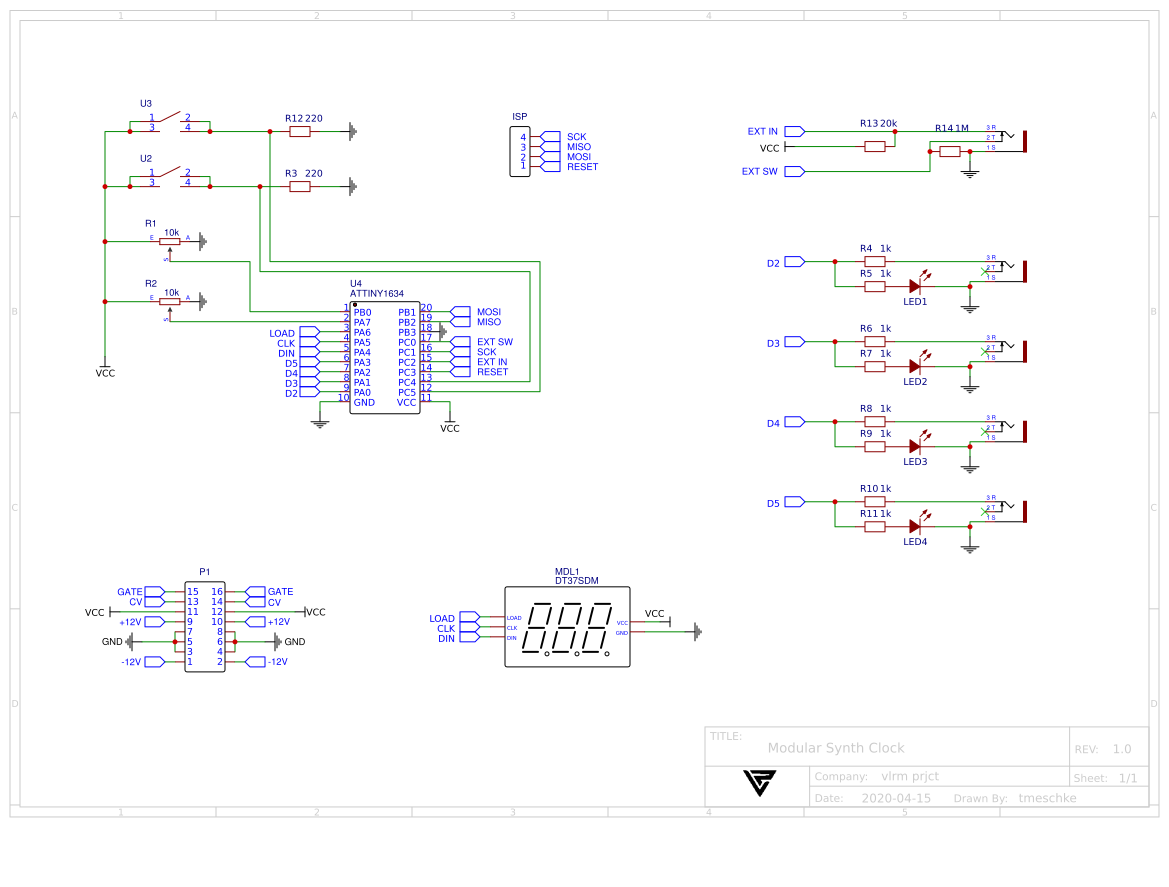 Modular Synth Clock Divider Module Easyeda 