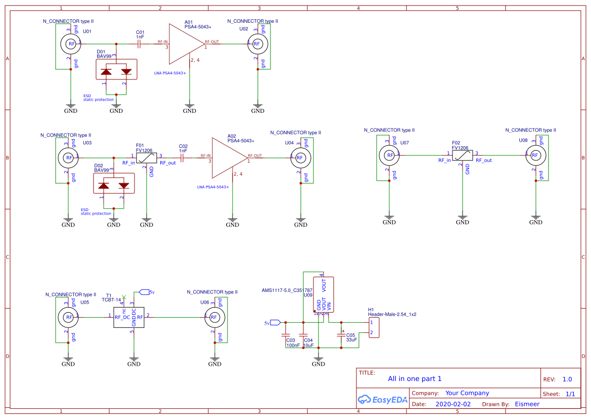 LNA for RF receiver - EasyEDA open source hardware lab