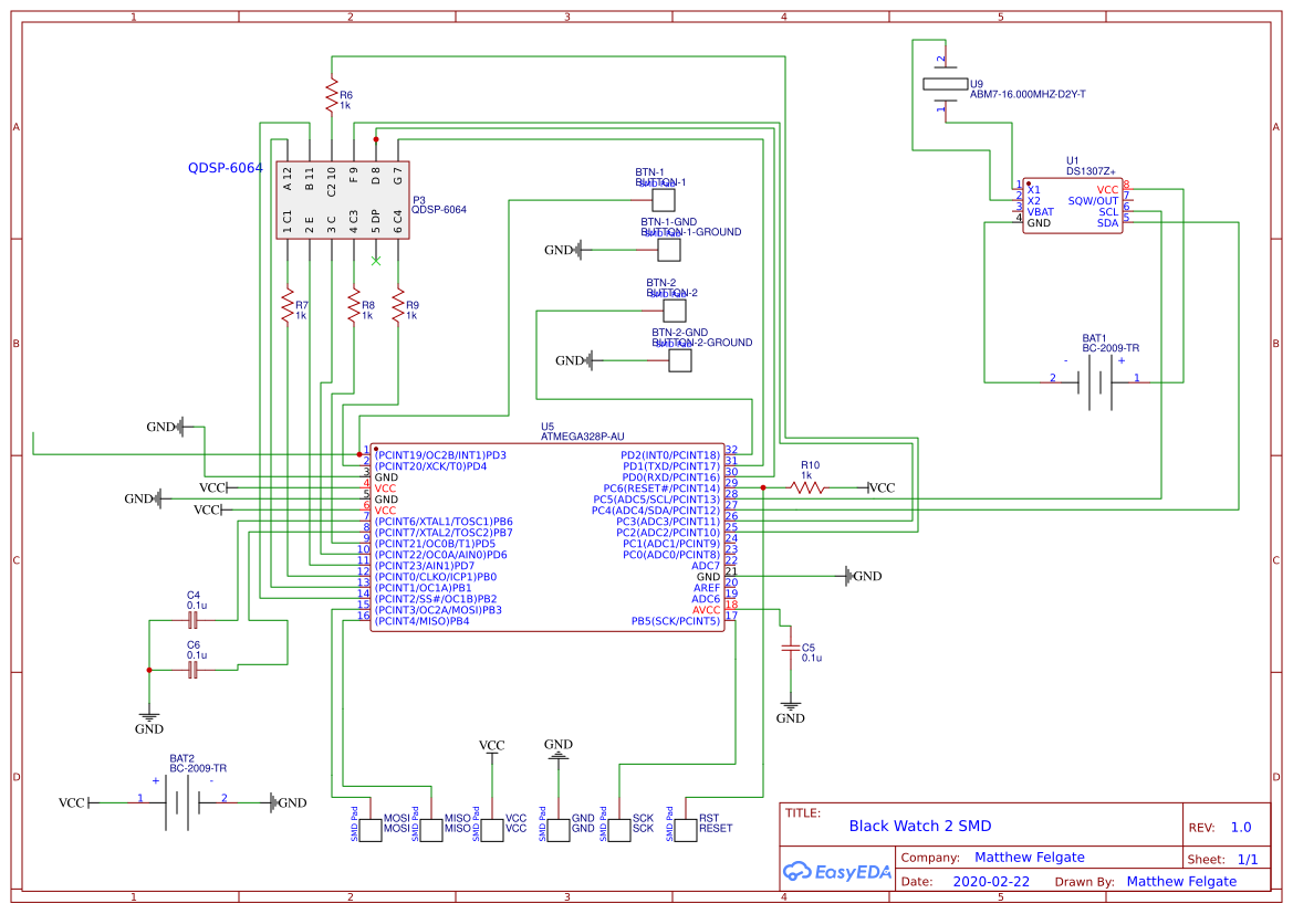 UpWork Black Watch Surface Mount Board - EasyEDA open source hardware lab