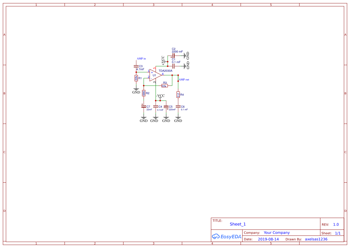 4558 BASS filter - EasyEDA open source hardware lab