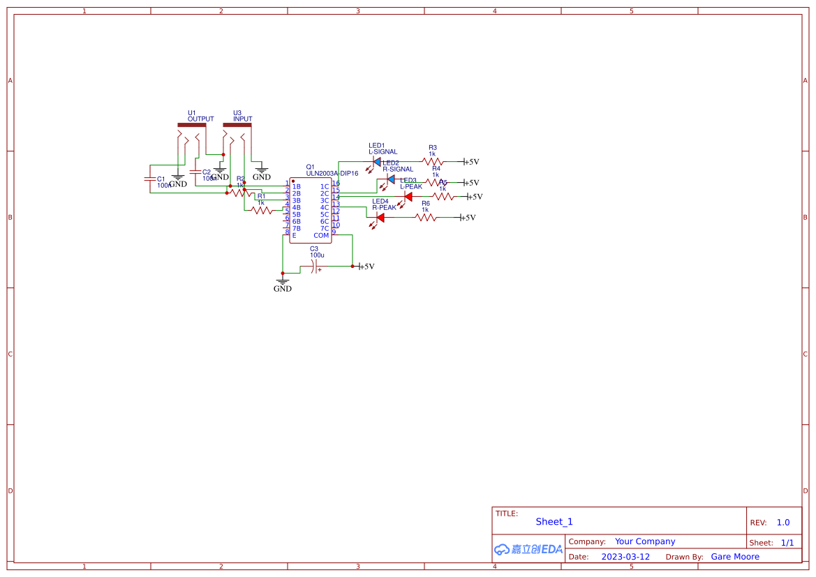 Stereo Audio Signal Indicator - EasyEDA open source hardware lab