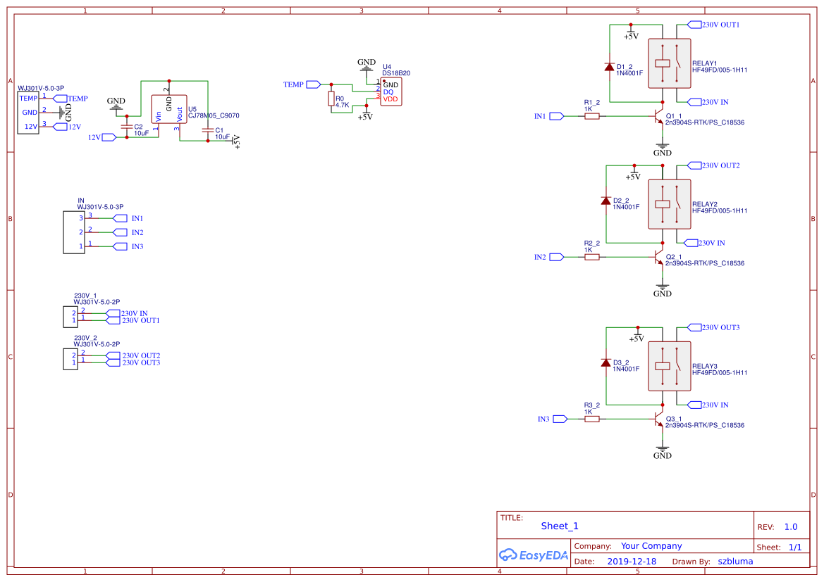 wall 12v 3 relays - EasyEDA open source hardware lab