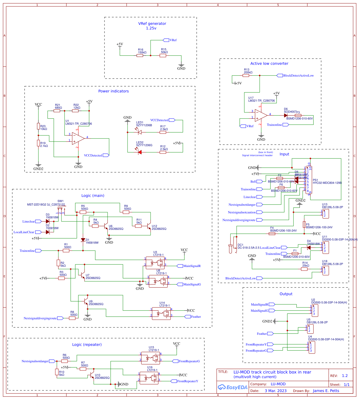 LU-MOD track circuit block box in rear multivolt high current - EasyEDA open source hardware lab