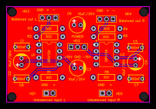 Unbalanced to balanced audio signal convertor - OSHWLab