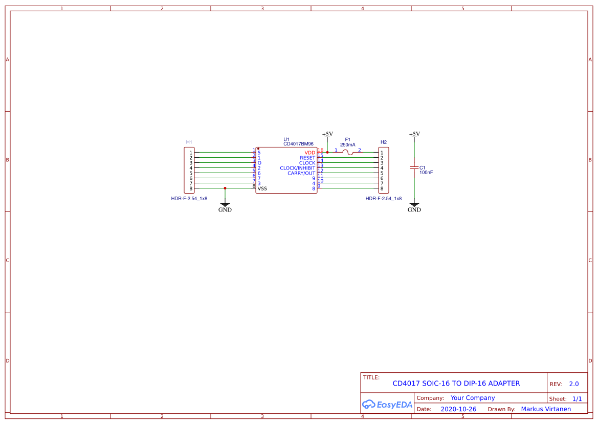 CD4017_SOIC-16_TO_DIP-16_ADAPTER - OSHWLab