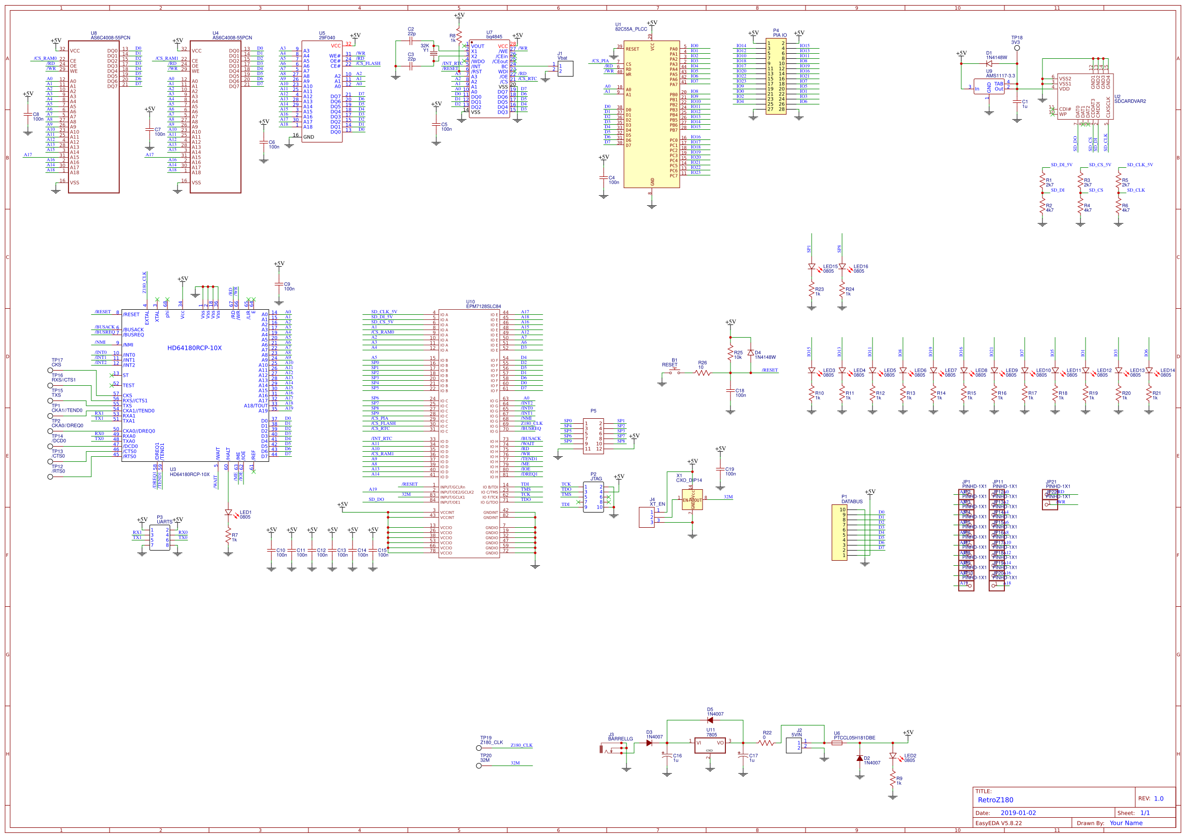 RetroZ180 - EasyEDA open source hardware lab