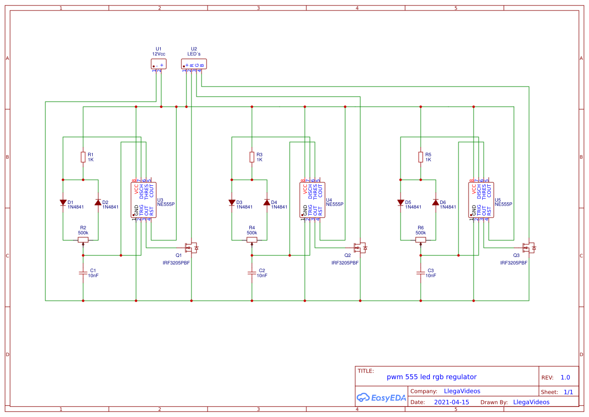 pwm 555 led rgb regulator - EasyEDA open source hardware lab
