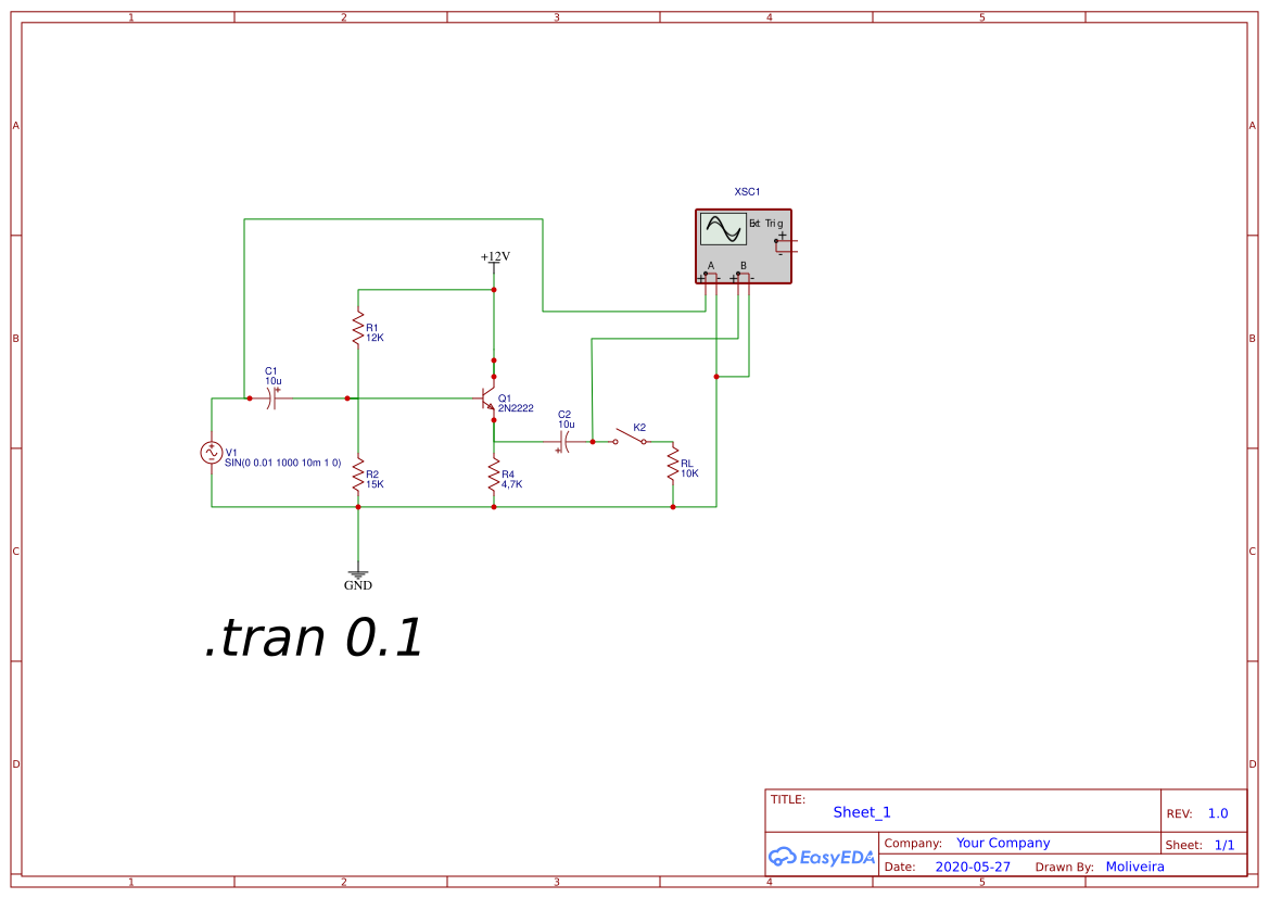 TP2 - Amplificador com transistor em coletor comum - EasyEDA open source hardware lab