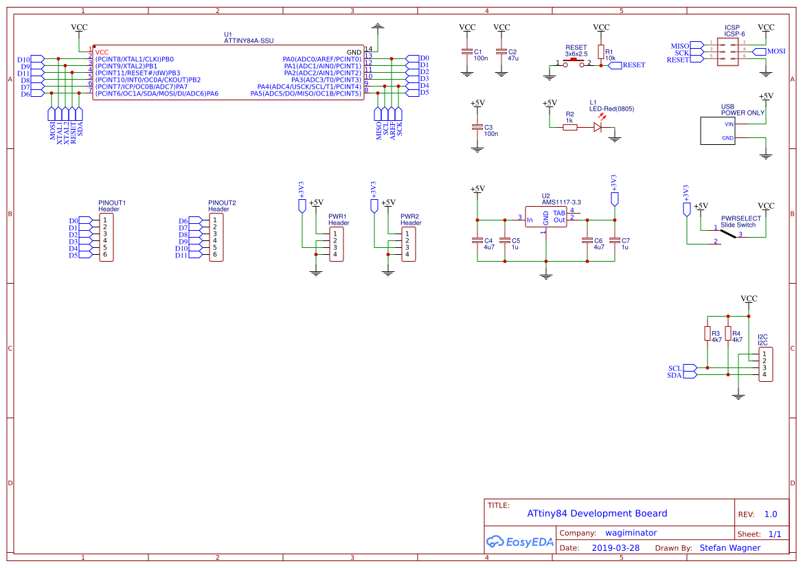 ATtiny84 Development Board for SMD - EasyEDA open source hardware lab