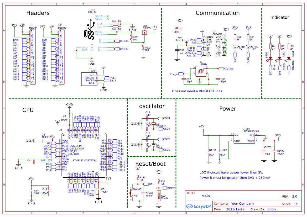 STM32F030 mother board - OSHWLab