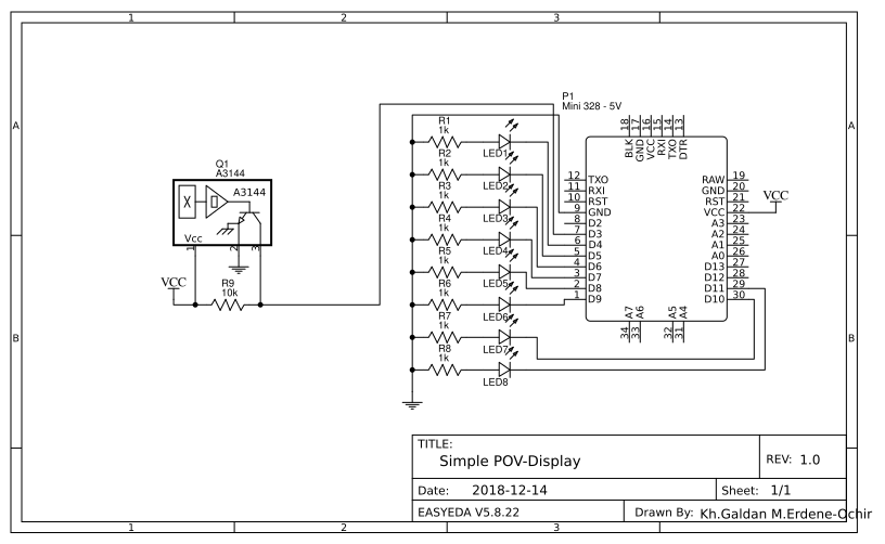 POV-display - EasyEDA open source hardware lab