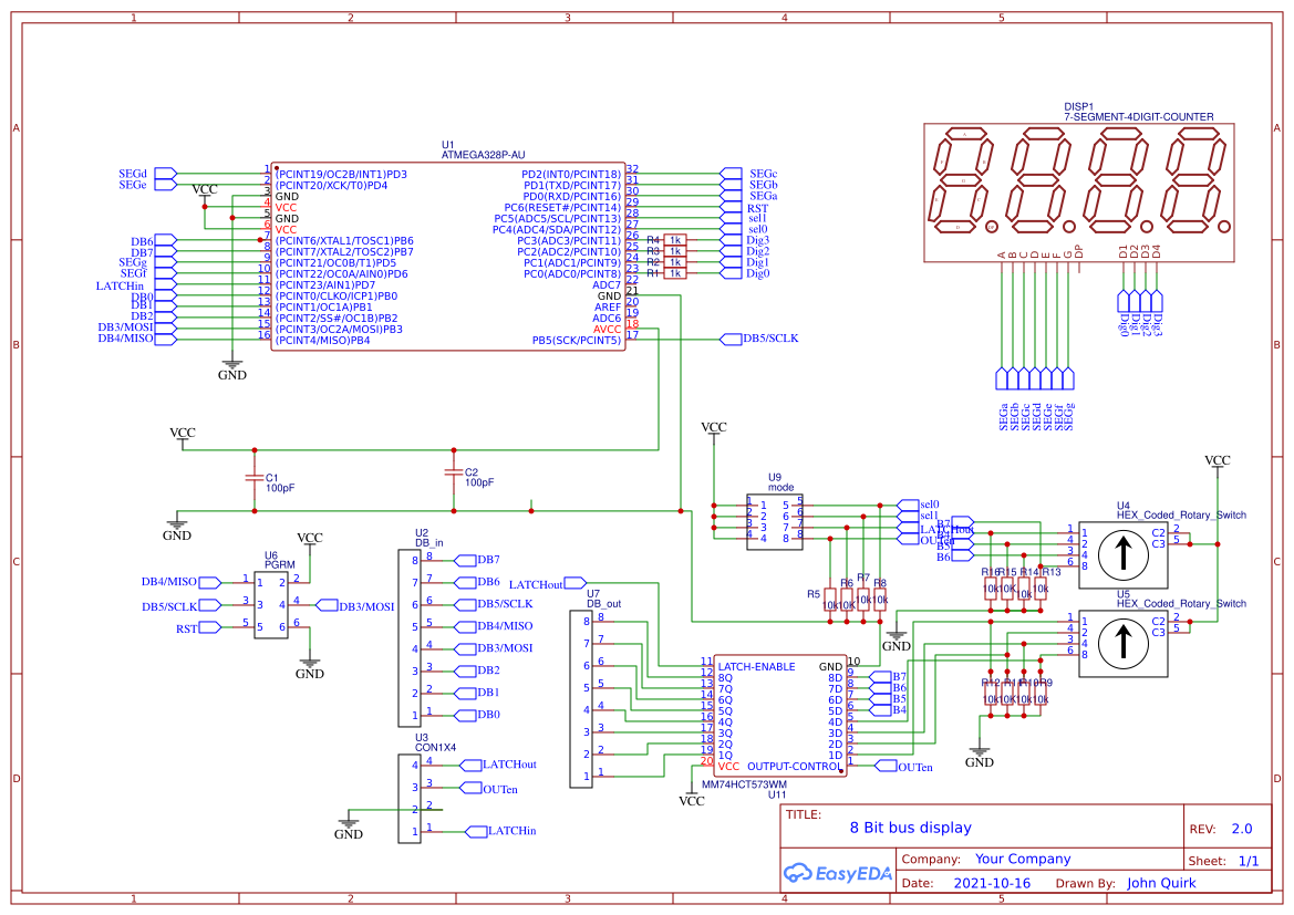 8bit bus display - EasyEDA open source hardware lab