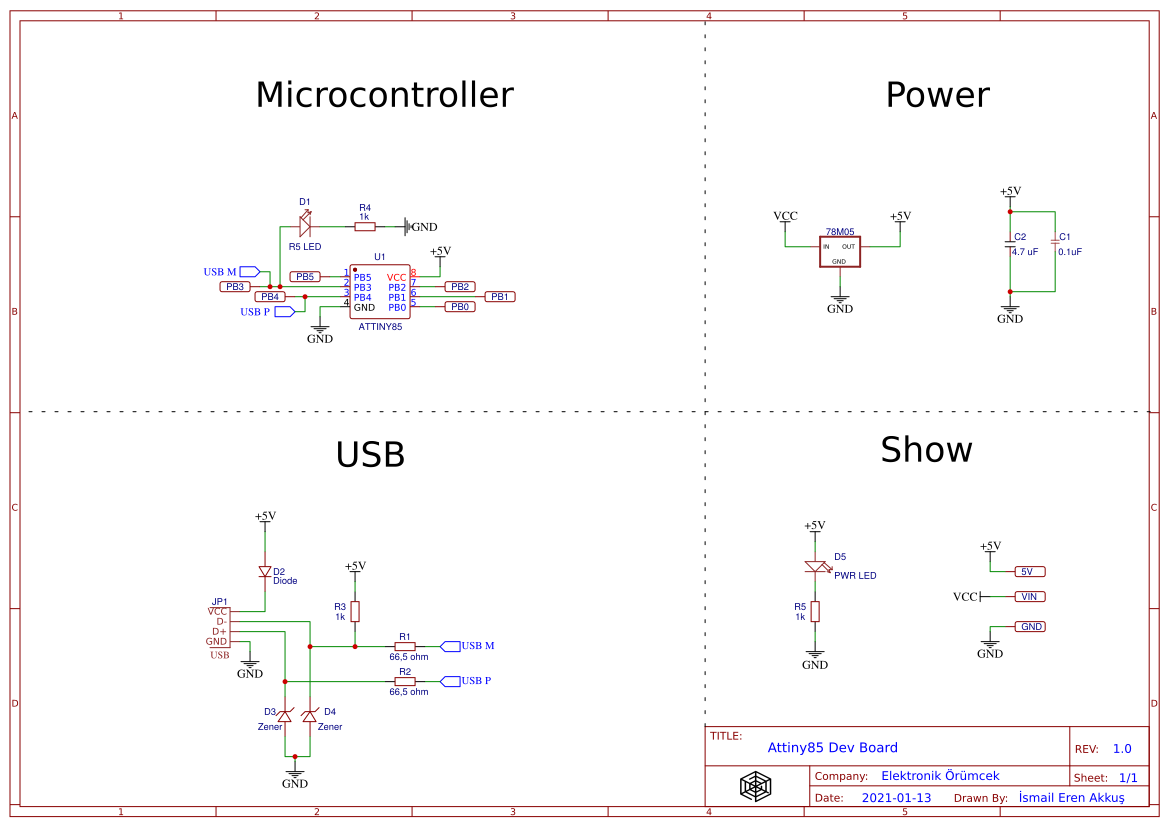 Attiny85 DevBoard - EasyEDA open source hardware lab