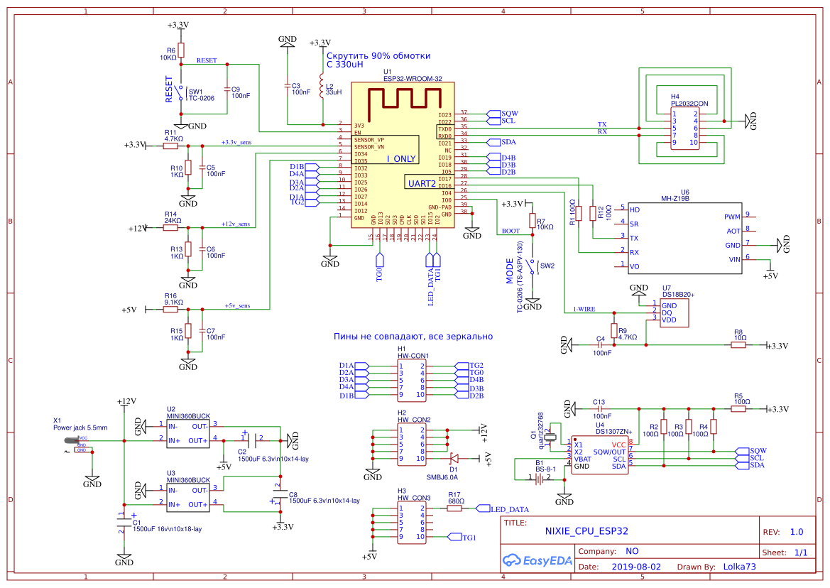 Nixie_clock_lw_esp32 - OSHWLab
