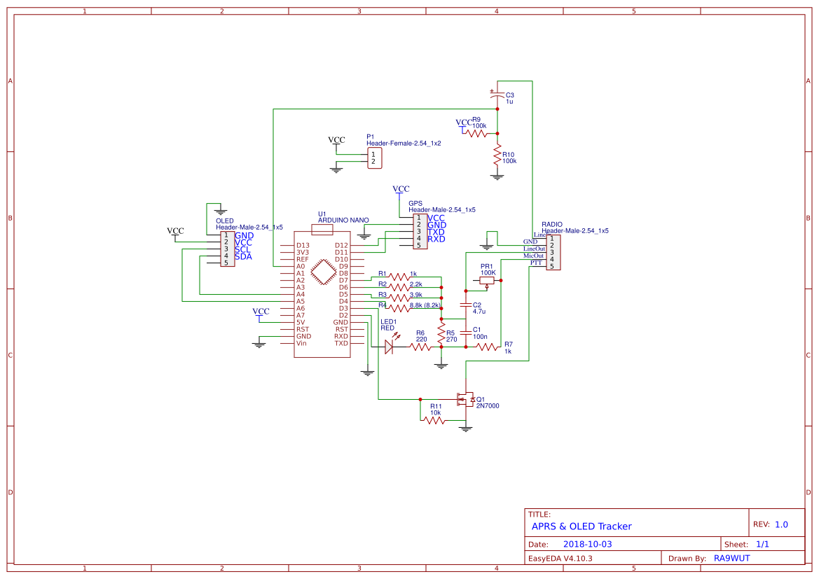 APRS + OLED - EasyEDA open source hardware lab