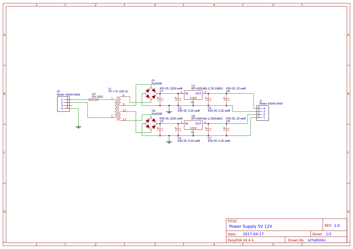 Power Supply 5V12V dual transformer - OSHWLab