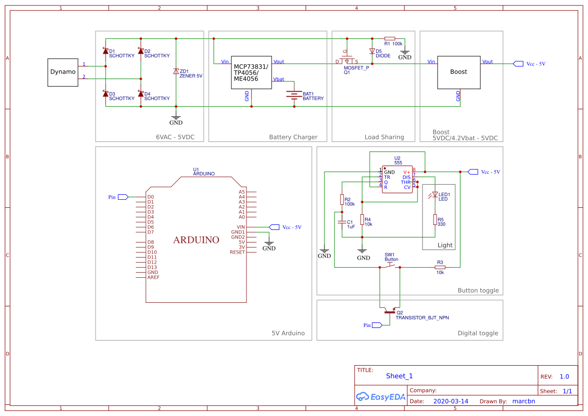 Dynamo to 5V + Switch - EasyEDA open source hardware lab
