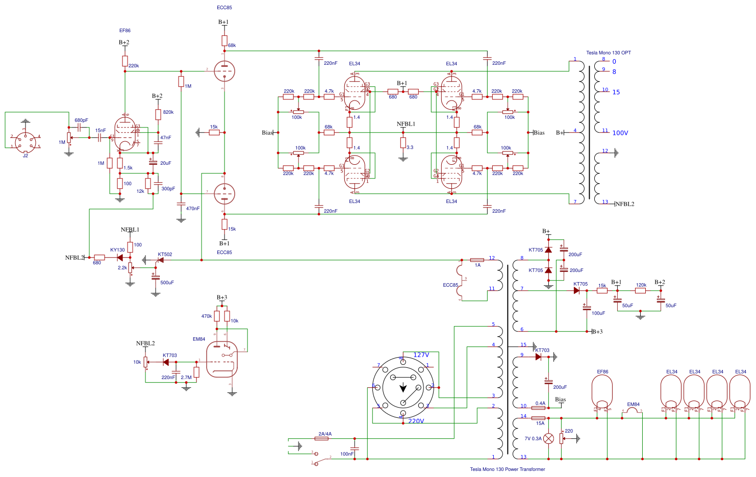 Tesla Mono 130 sheamtic - EasyEDA open source hardware lab