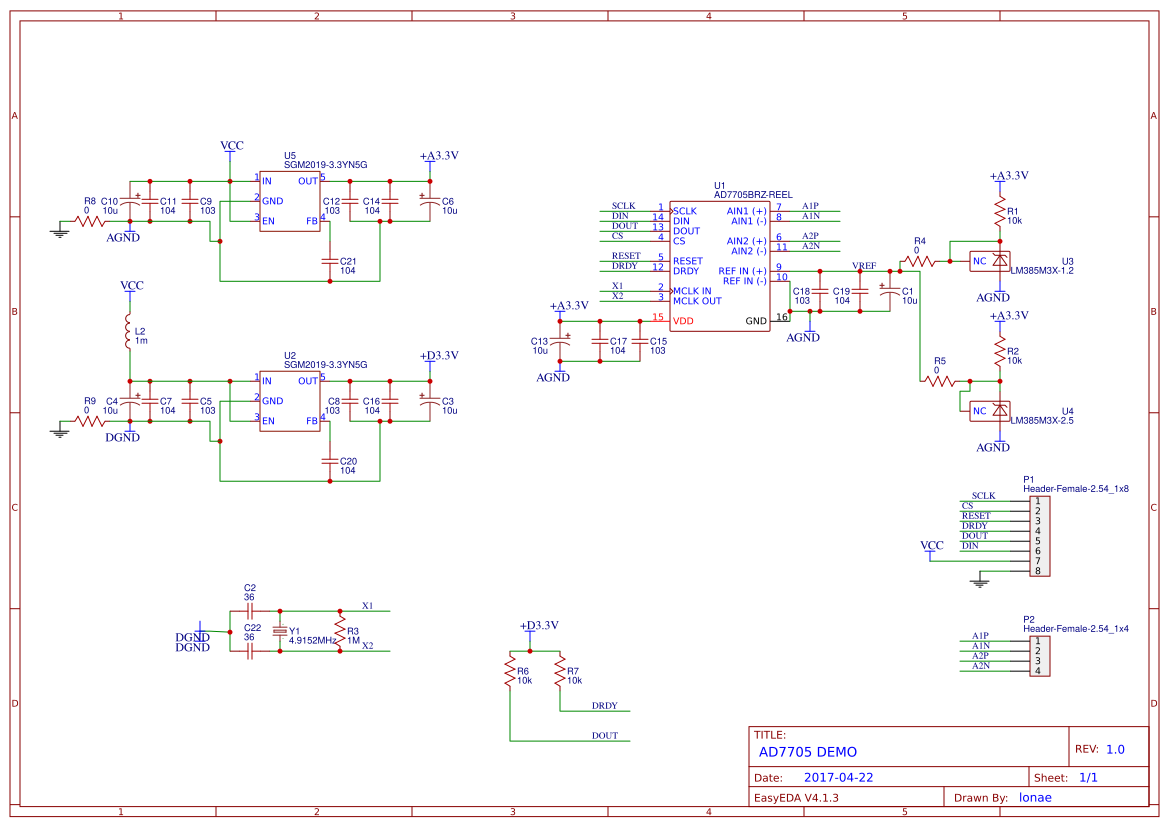 AD7705 DEMO - EasyEDA open source hardware lab