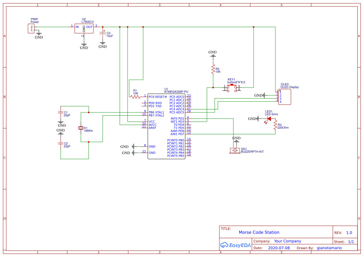 Morse Code Station - EasyEDA open source hardware lab