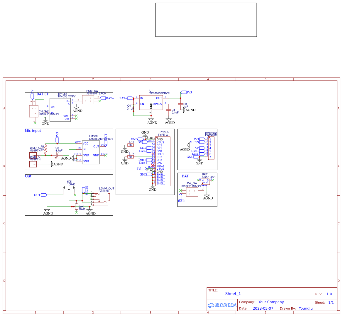 Electret capsule MIC with LM386 v1 - EasyEDA open source hardware lab