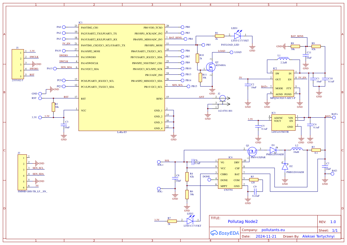 pollutagNode2 - LoraWAN node (air quality monitor) - OSHWLab