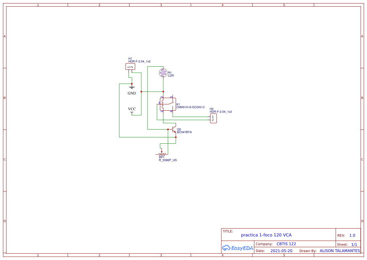 Practica 1- Foco 120 VCA - Platform for creating and sharing projects - OSHWLab
